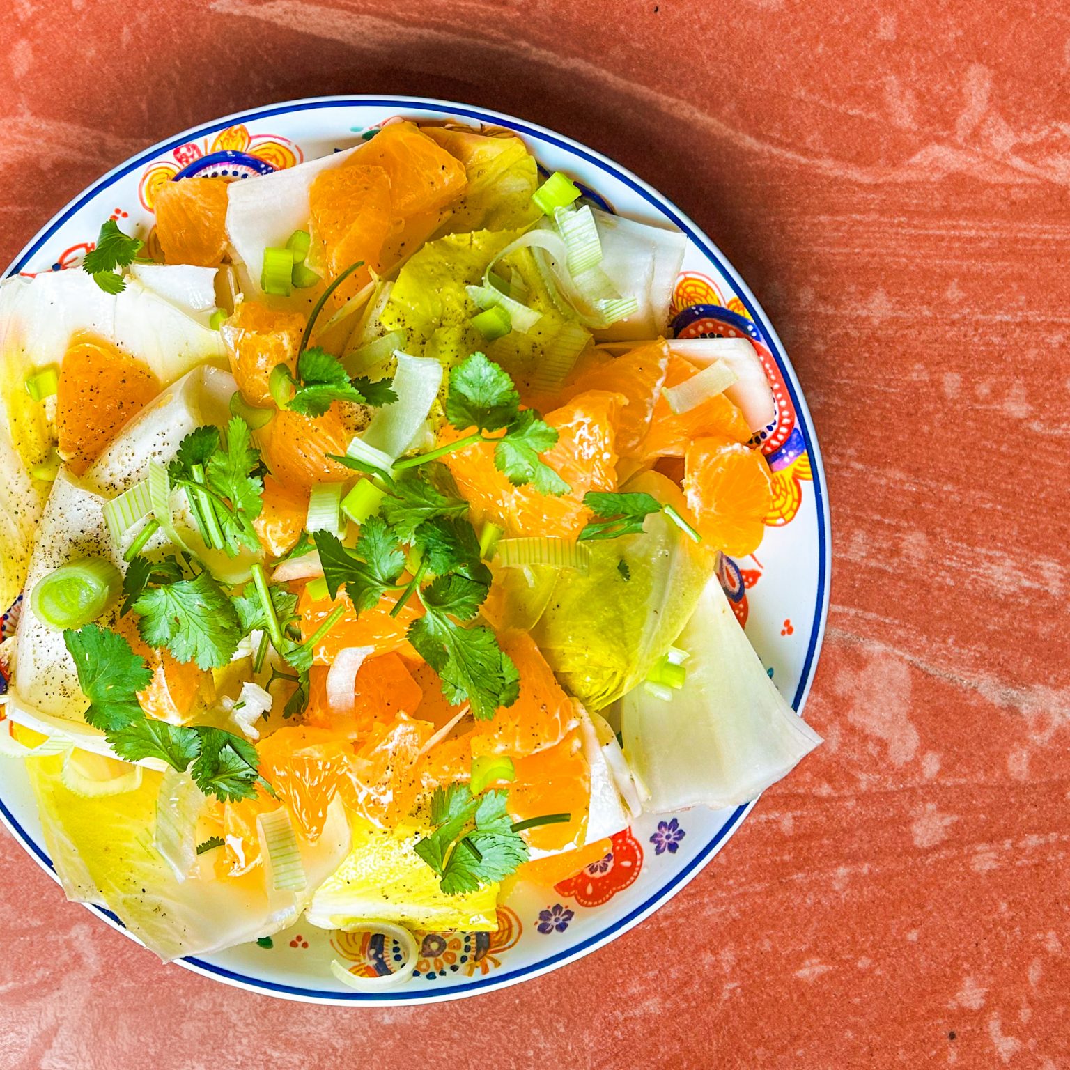 Mandarin and chicory salad with date syrup, and wishing you a happy and ...